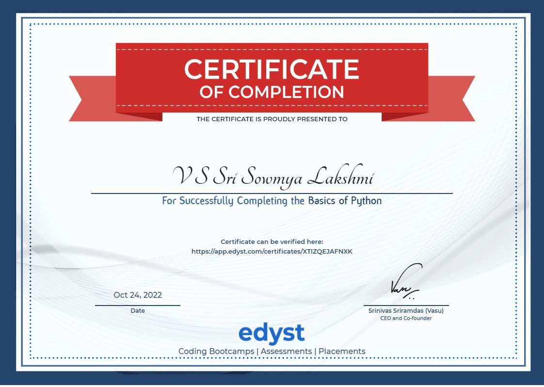 Sri Sowmya Vishnuvajhala on LinkedIn: #python #python #edyst #learning Sri Sowmya Vishnuvajhala on LinkedIn: #python #python #edyst #learning