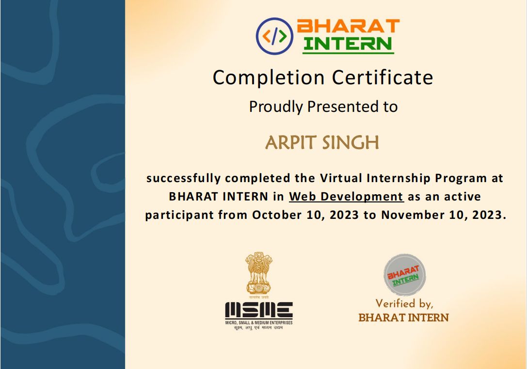 Arpit Singh Gaur on LinkedIn: #baratintern #webdevelopment #html #css Arpit Singh Gaur on LinkedIn: #baratintern #webdevelopment #html #css