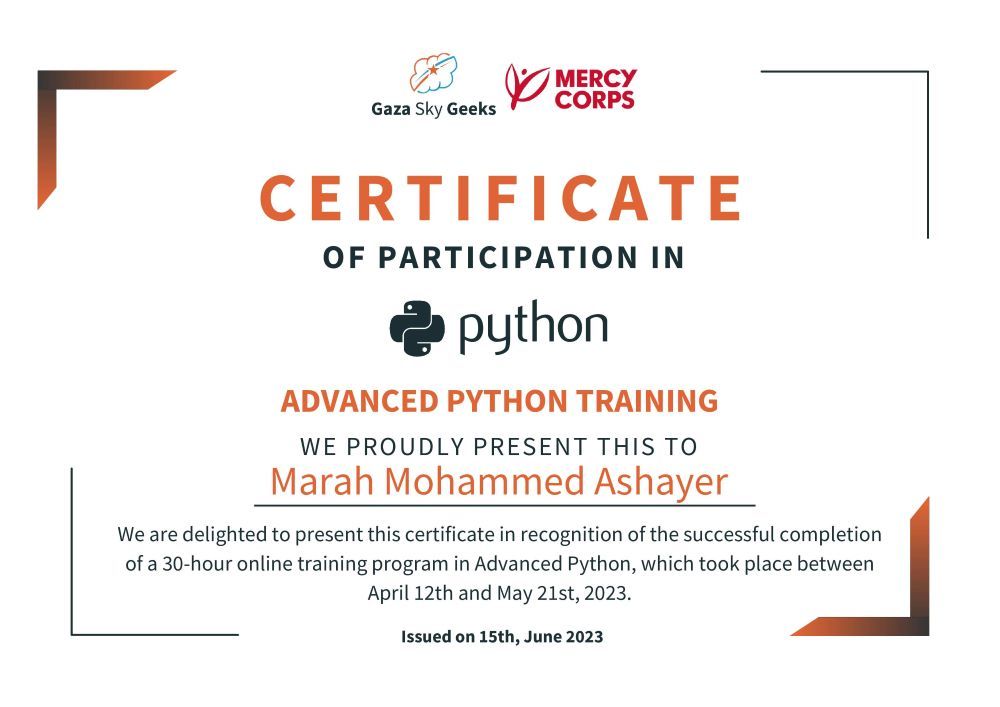 Marah Ashayer on LinkedIn: I'm happy to share that I've completed ... Marah Ashayer on LinkedIn: I'm happy to share that I've completed ...