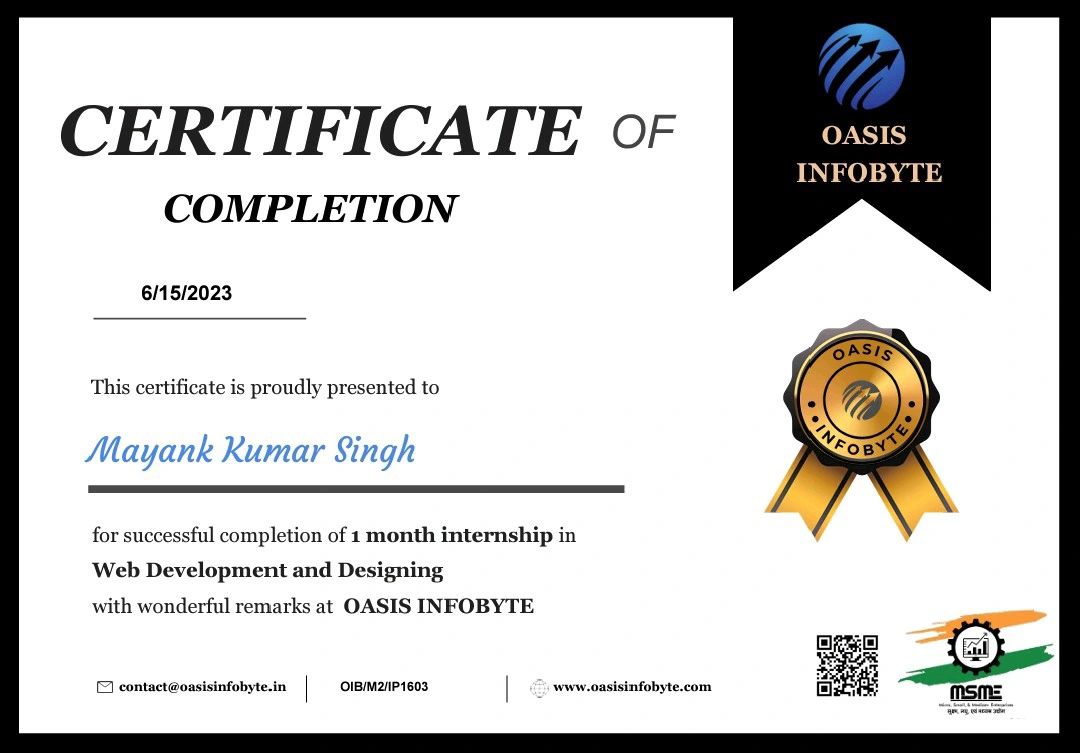 Mayank Kumar Singh on LinkedIn: #oasisinfobyte #connections # ... Mayank Kumar Singh on LinkedIn: #oasisinfobyte #connections # ...
