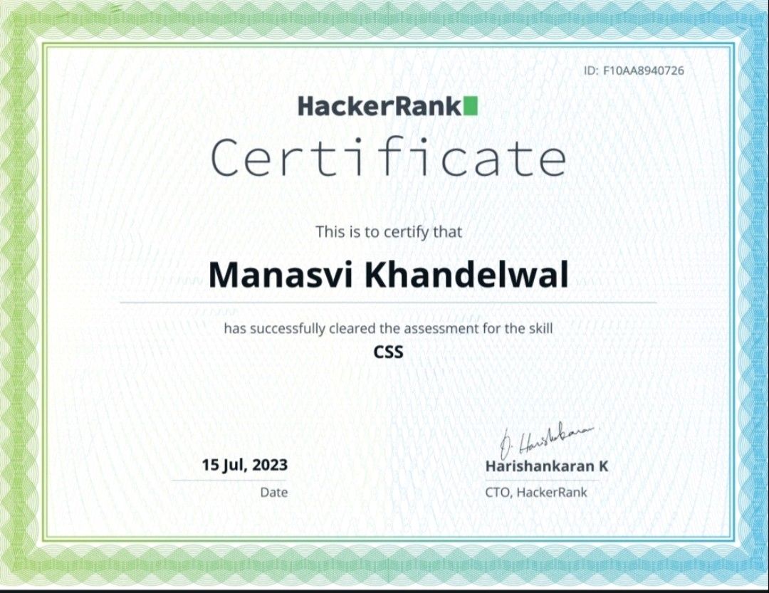 Manasvi Khandelwal on LinkedIn: #css #css3 #frontend #hackerrank # ... Manasvi Khandelwal on LinkedIn: #css #css3 #frontend #hackerrank # ...