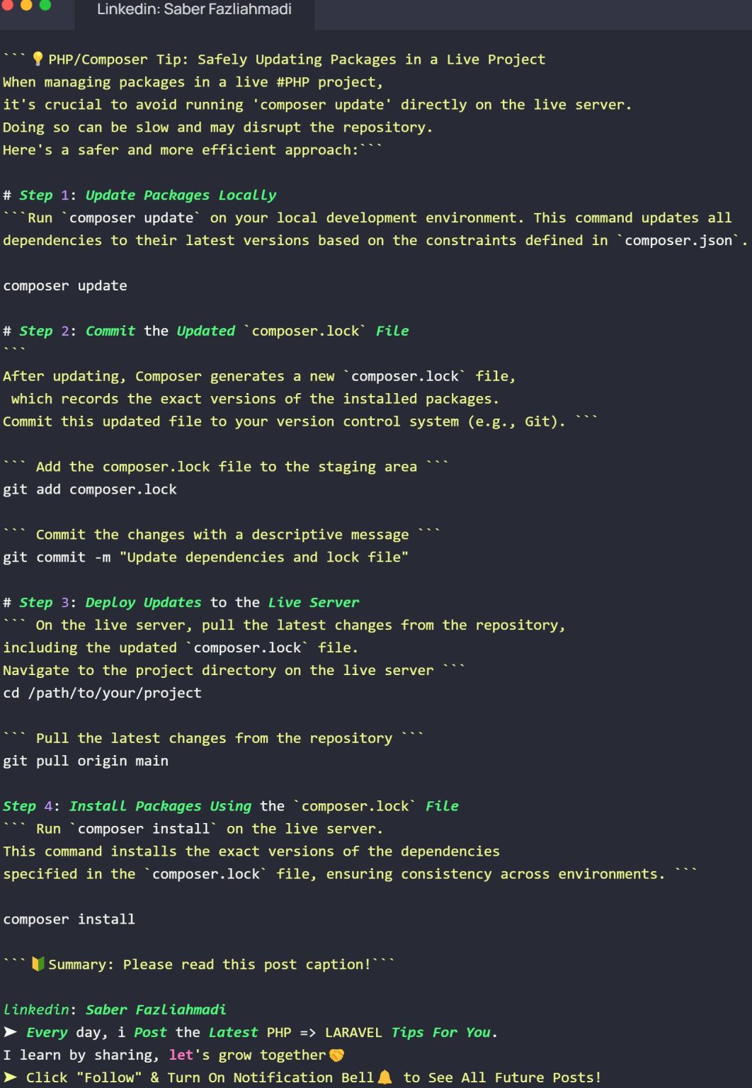 Saber Fazliahmadi on LinkedIn: #php #composer #php #php #laravel # ... Saber Fazliahmadi on LinkedIn: #php #composer #php #php #laravel # ...