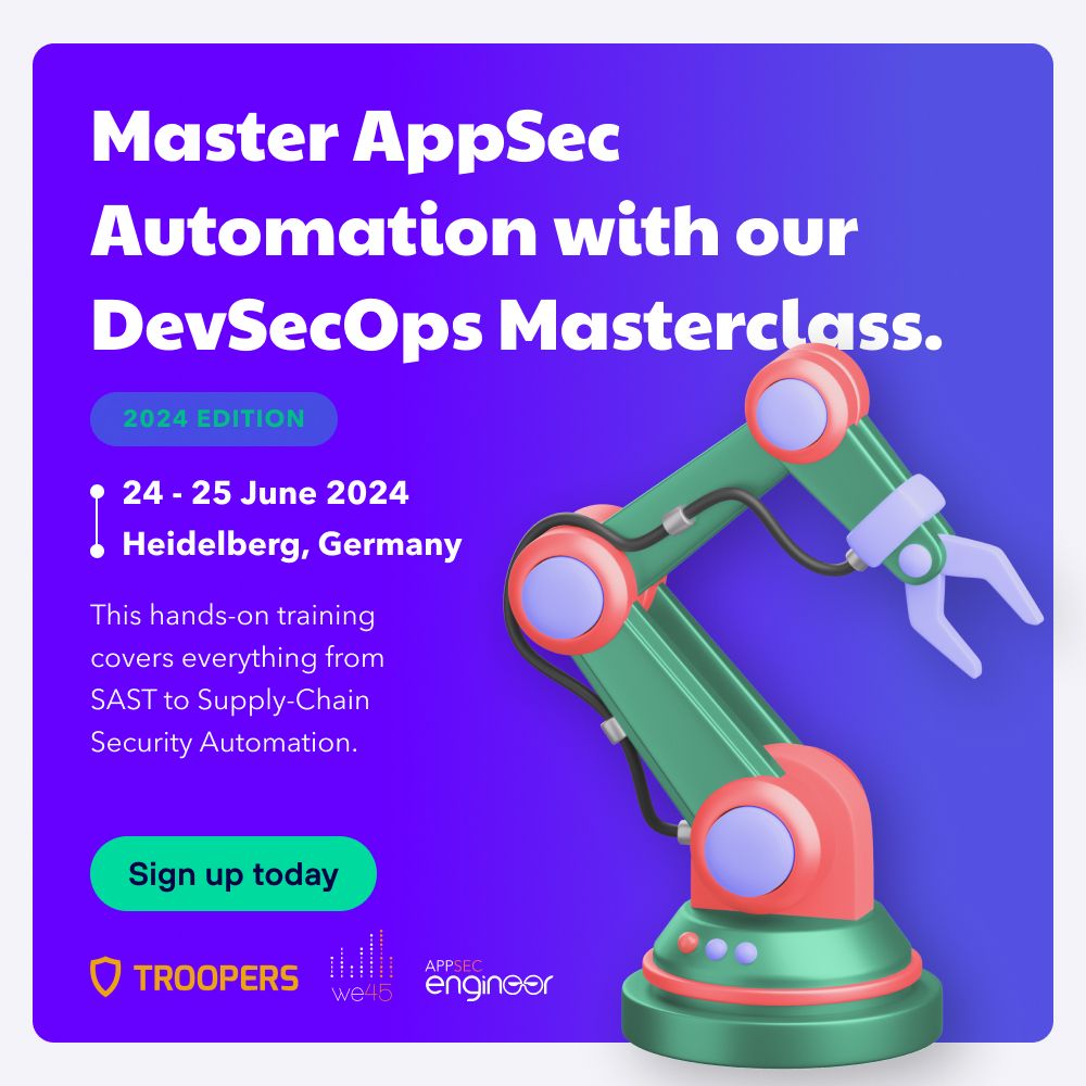 AppSecEngineer on LinkedIn: #troopersconference #devsecops #appsec # ... AppSecEngineer on LinkedIn: #troopersconference #devsecops #appsec # ...