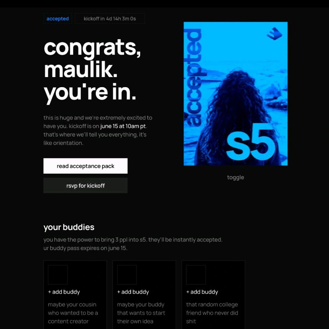 Maulik Goswami on LinkedIn: Excited to share that I was selected for s5 ... Maulik Goswami on LinkedIn: Excited to share that I was selected for s5 ...