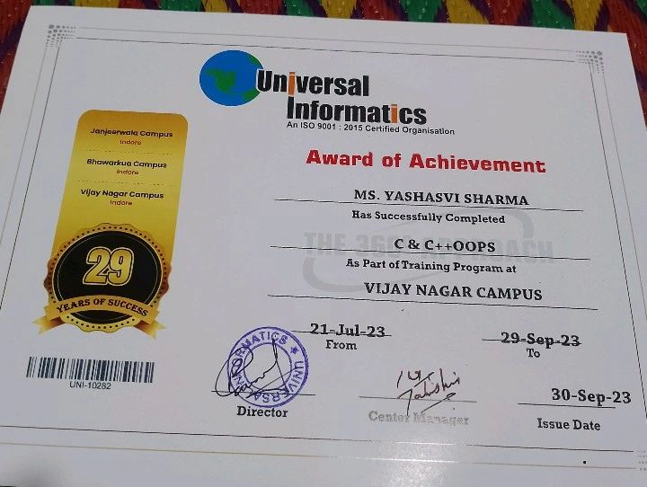 Yashasvi Sharma on LinkedIn: #universalinformatics Yashasvi Sharma on LinkedIn: #universalinformatics