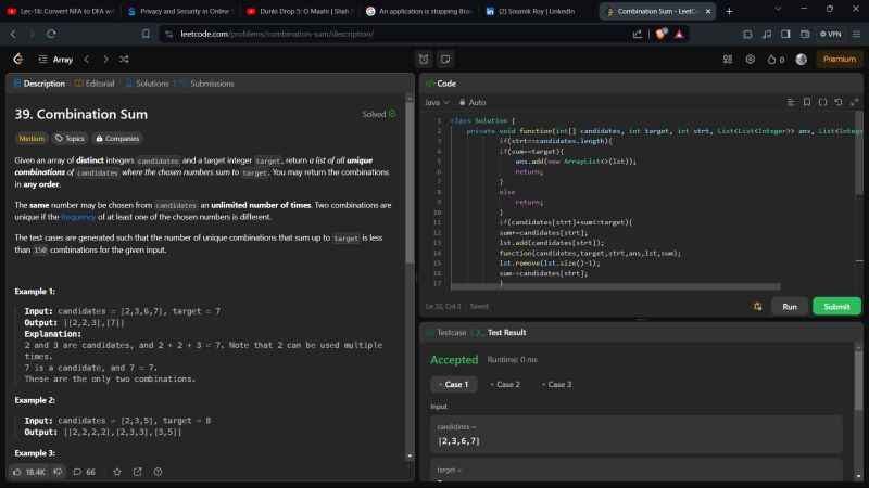 Day 68 of 100-day code challenge: 'Combination Sum' | Soumik Roy posted ... Day 68 of 100-day code challenge: 'Combination Sum' | Soumik Roy posted ...