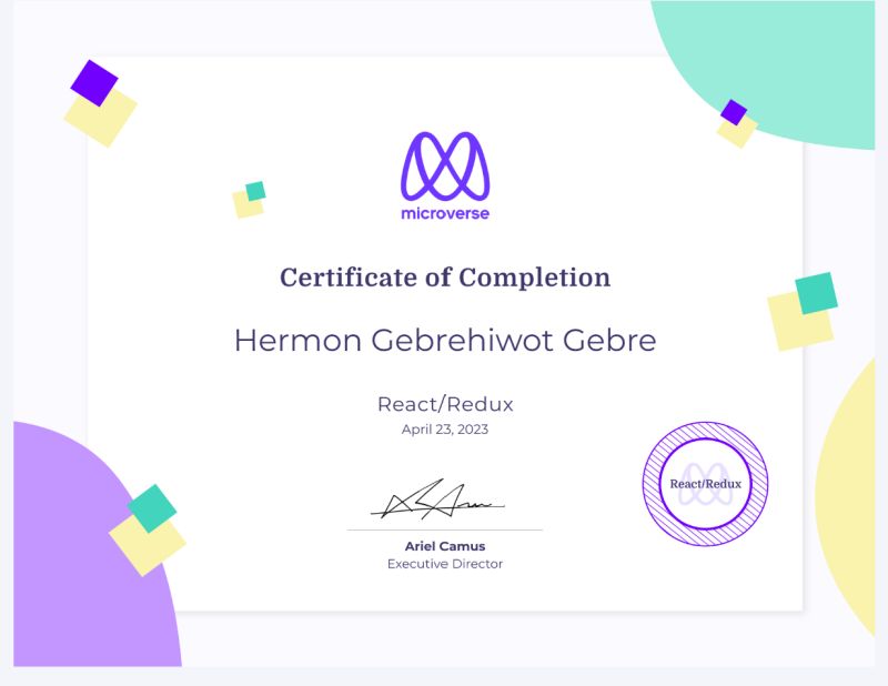 HERMON GEBRE on LinkedIn: #react #redux #microverse HERMON GEBRE on LinkedIn: #react #redux #microverse