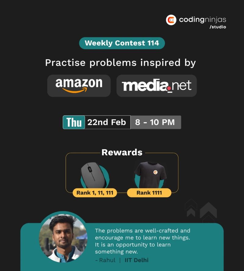 Akshay Ambure on LinkedIn: #contest #codingchallenge #codingninja Akshay Ambure on LinkedIn: #contest #codingchallenge #codingninja