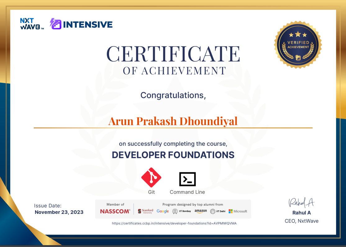 Completed Developer Foundations | Arun Dhoundiyal posted on the topic ... Completed Developer Foundations | Arun Dhoundiyal posted on the topic ...