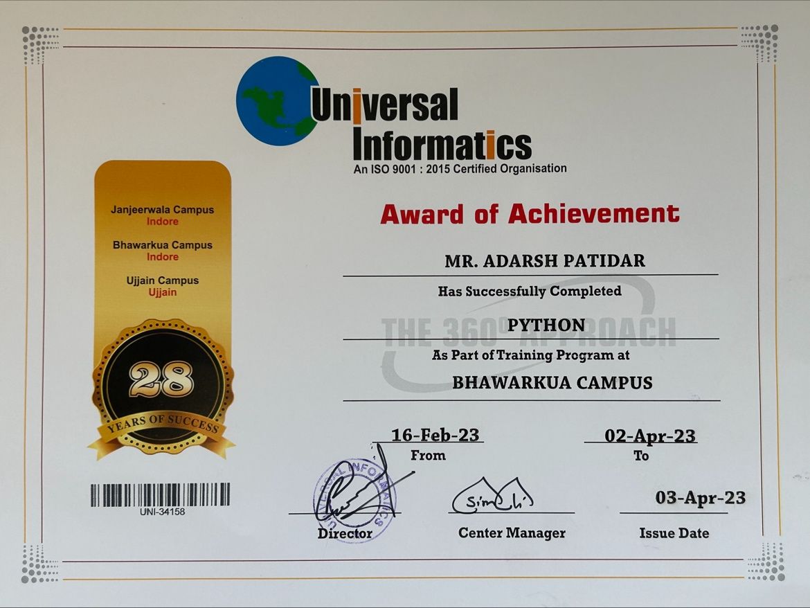 Adarsh Patidar on LinkedIn: #python #pythondeveloper #pythonprogramming ... Adarsh Patidar on LinkedIn: #python #pythondeveloper #pythonprogramming ...