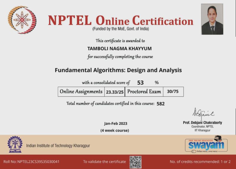 Tamboli Nagma on LinkedIn: Completed Fundamental Algorithms: Design and ... Tamboli Nagma on LinkedIn: Completed Fundamental Algorithms: Design and ...