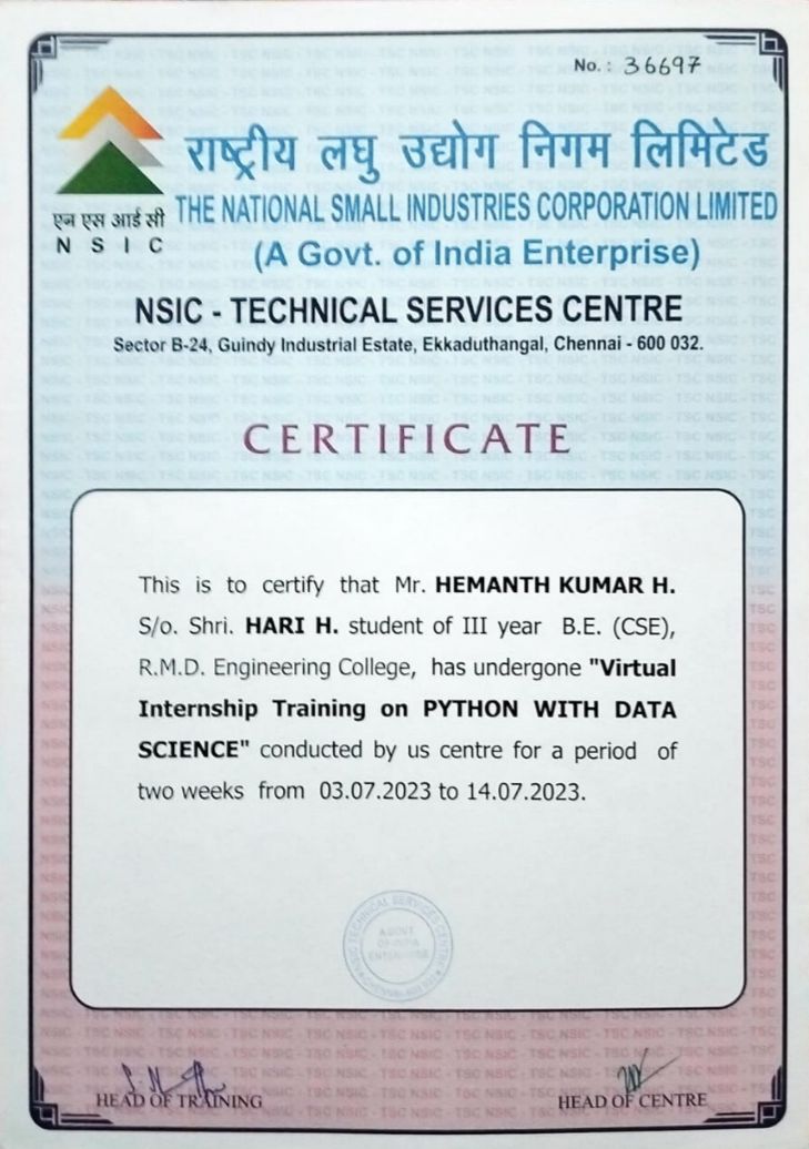 Hemanth Kumar.H on LinkedIn: #datascience #python #nsic #internship # ... Hemanth Kumar.H on LinkedIn: #datascience #python #nsic #internship # ...