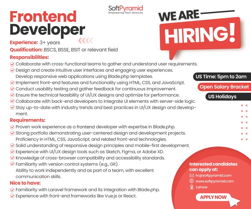 SOFT PYRAMID LLC on LinkedIn: #hiringalert #hiring #laravel #frontend # ... SOFT PYRAMID LLC on LinkedIn: #hiringalert #hiring #laravel #frontend # ...