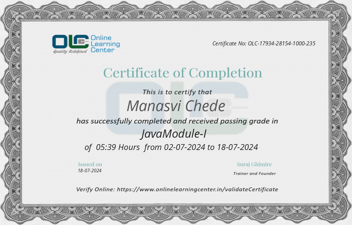Manasvi Chede on LinkedIn: #java #programming Manasvi Chede on LinkedIn: #java #programming