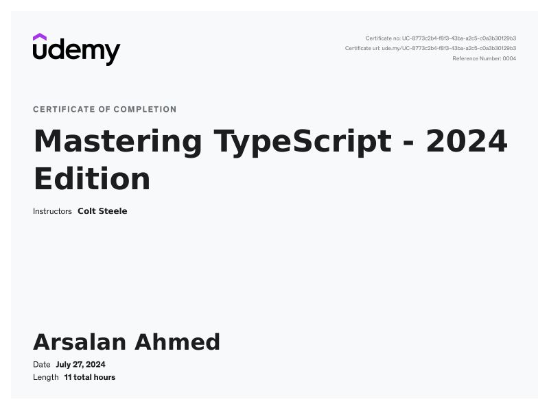 Arsalan Ahmed on LinkedIn: #typescript #udemy #learningjourney # ... Arsalan Ahmed on LinkedIn: #typescript #udemy #learningjourney # ...