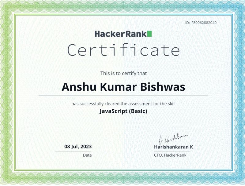 Anshu Kumar Bishwas on LinkedIn: #javascript #hackerrank # ... Anshu Kumar Bishwas on LinkedIn: #javascript #hackerrank # ...