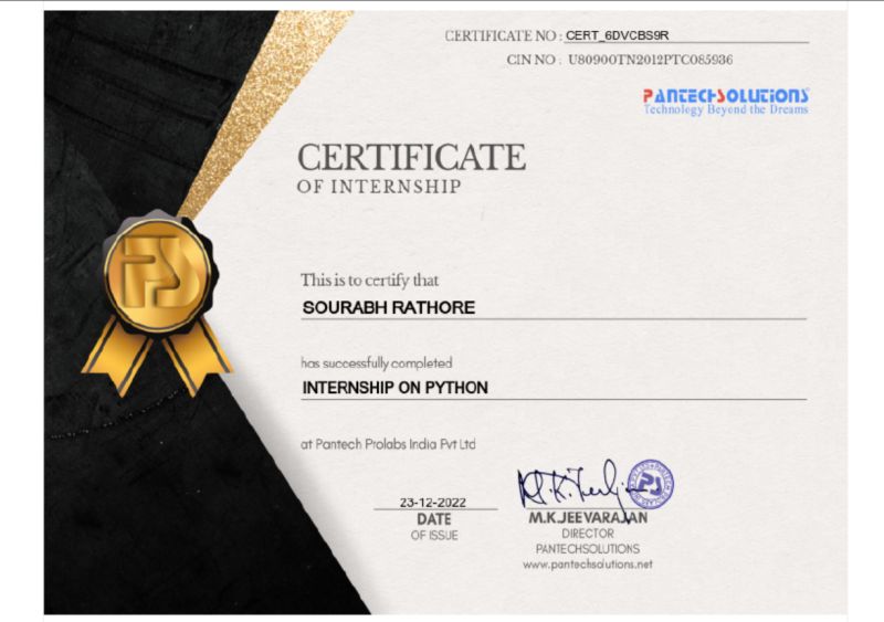 Sourabh Rathore on LinkedIn: #careermilestones #python #internship #work Sourabh Rathore on LinkedIn: #careermilestones #python #internship #work