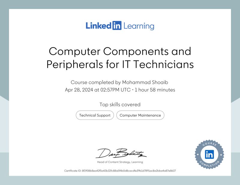 Mohammad Shoaib on LinkedIn: Certificate of Completion Mohammad Shoaib on LinkedIn: Certificate of Completion