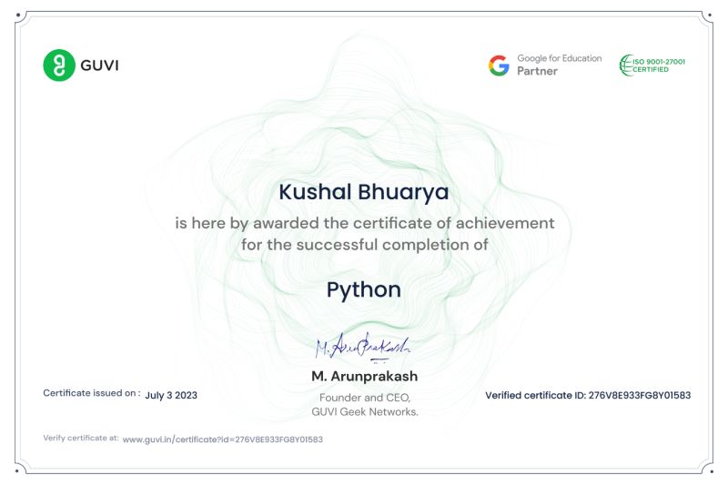 Kushal Bhuarya on LinkedIn: #python #pythonfordatascience #glacertificate Kushal Bhuarya on LinkedIn: #python #pythonfordatascience #glacertificate