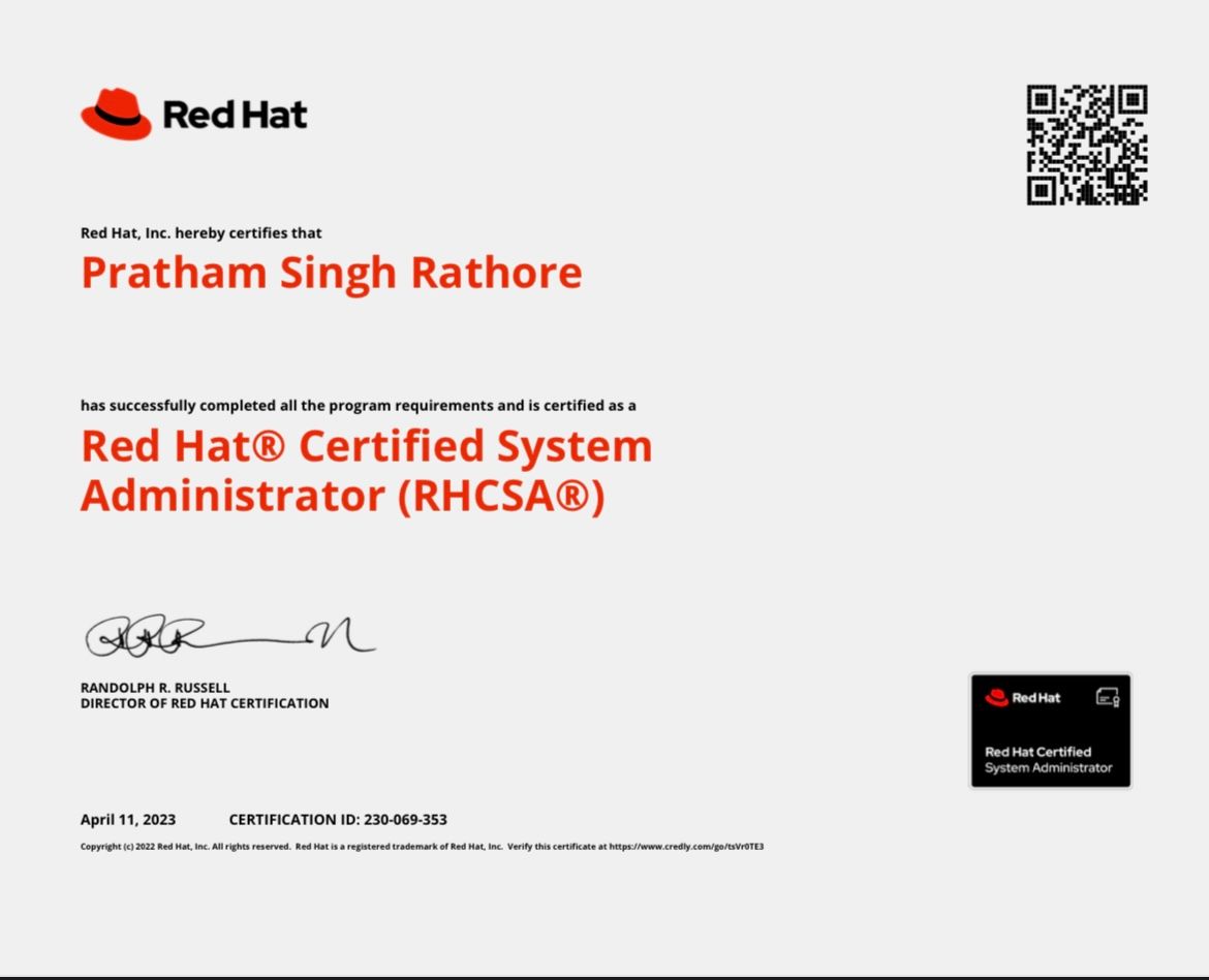 Pratham Singh Rathore on LinkedIn: #rhcsa #linuxsystemadministration # ... Pratham Singh Rathore on LinkedIn: #rhcsa #linuxsystemadministration # ...