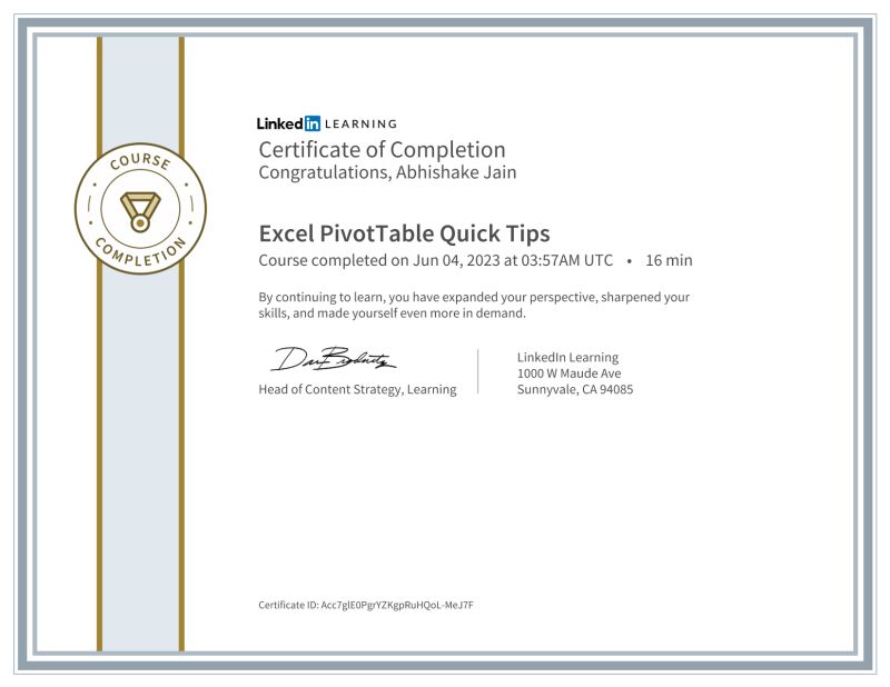 Abhishake Jain on LinkedIn: Certificate of Completion Abhishake Jain on LinkedIn: Certificate of Completion