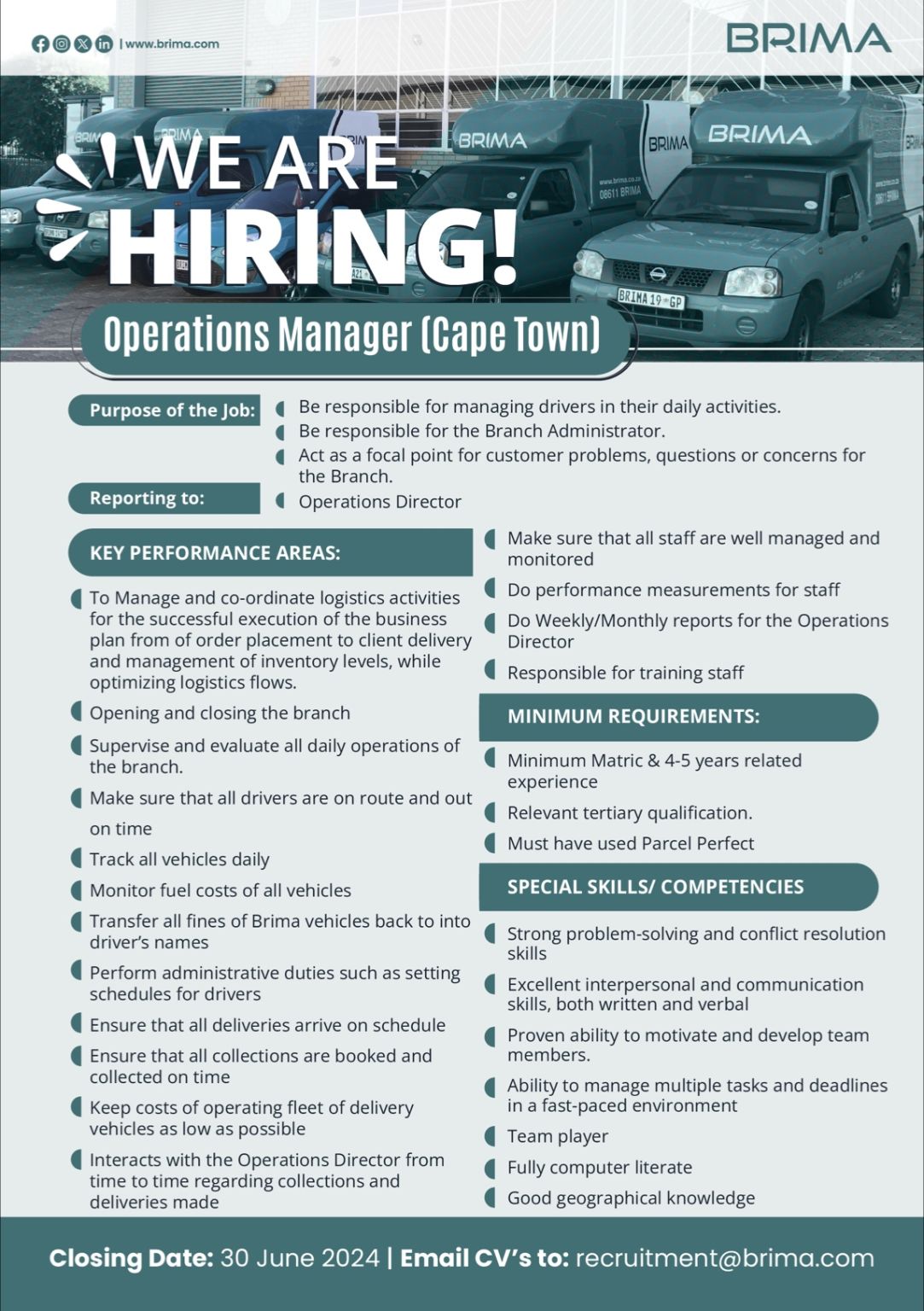 Brima Logistics on LinkedIn: BRIMA is on the search for an operations ... Brima Logistics on LinkedIn: BRIMA is on the search for an operations ...