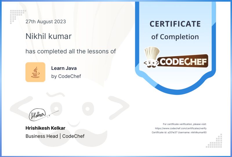 Nikhil Kumar on LinkedIn: #java #codechef #programming Nikhil Kumar on LinkedIn: #java #codechef #programming