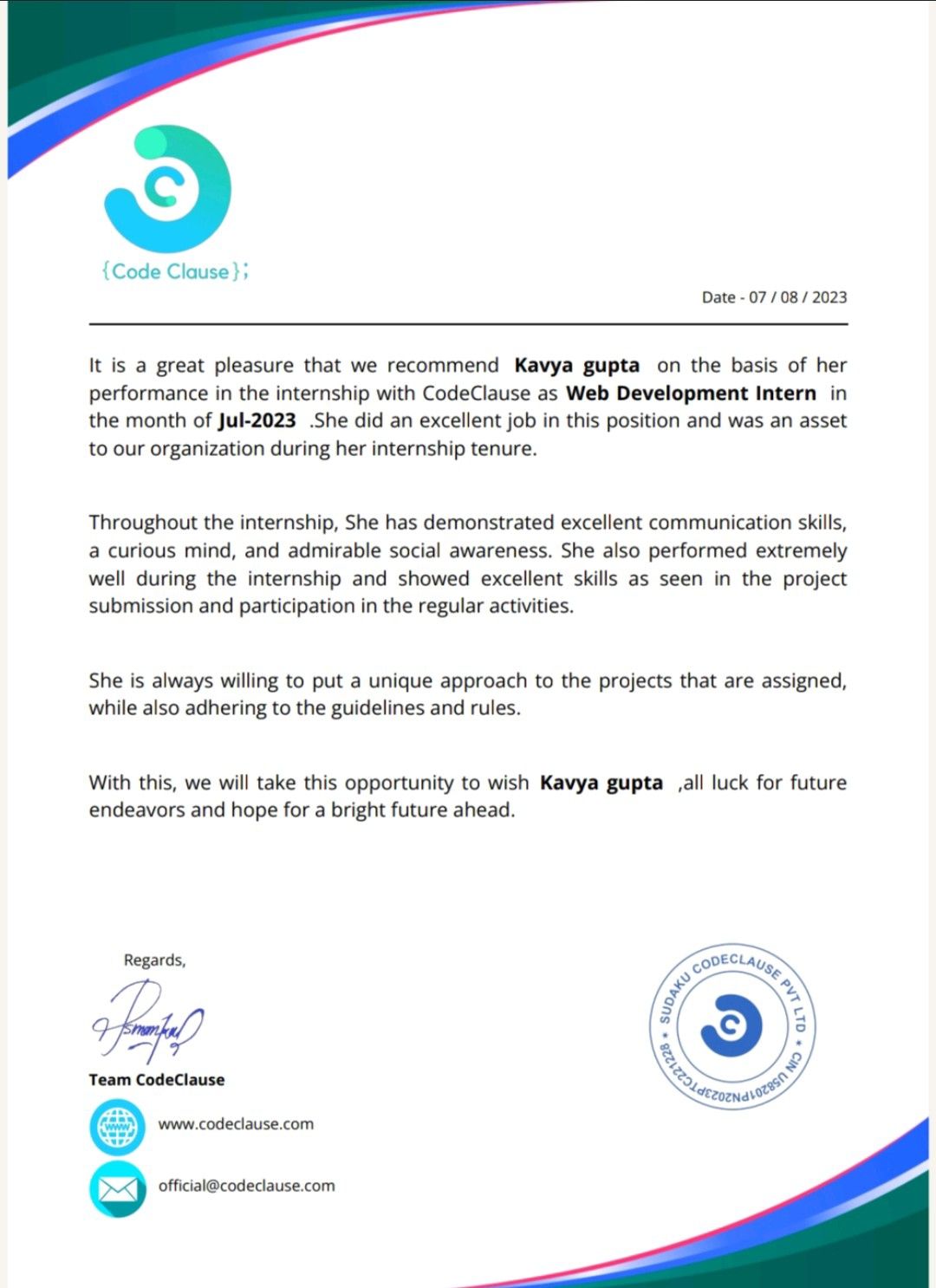Kavya Gupta on LinkedIn: #connections #internship #codeclause # ... Kavya Gupta on LinkedIn: #connections #internship #codeclause # ...
