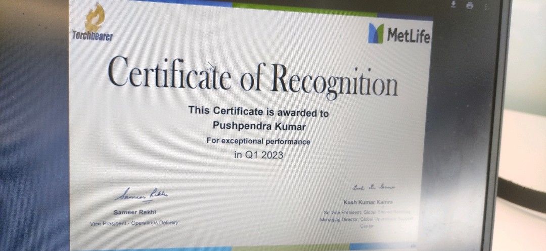 Pushpendra Kumar on LinkedIn: Got achievement in Q1 for exceptional ... Pushpendra Kumar on LinkedIn: Got achievement in Q1 for exceptional ...