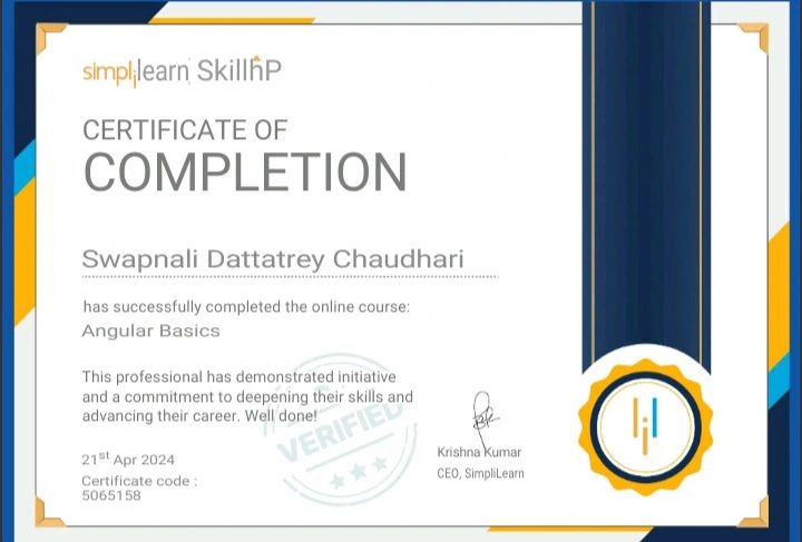 Swapnali Chaudhari on LinkedIn: #certified #angular Swapnali Chaudhari on LinkedIn: #certified #angular