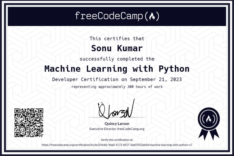 Sonu K. on LinkedIn: #ml #machinelearning #freecodecamp #tensorflow #pyhton Sonu K. on LinkedIn: #ml #machinelearning #freecodecamp #tensorflow #pyhton