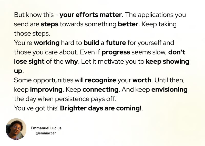 Emmanuel Lucius on LinkedIn: To all the job seekers out there, this is ... Emmanuel Lucius on LinkedIn: To all the job seekers out there, this is ...