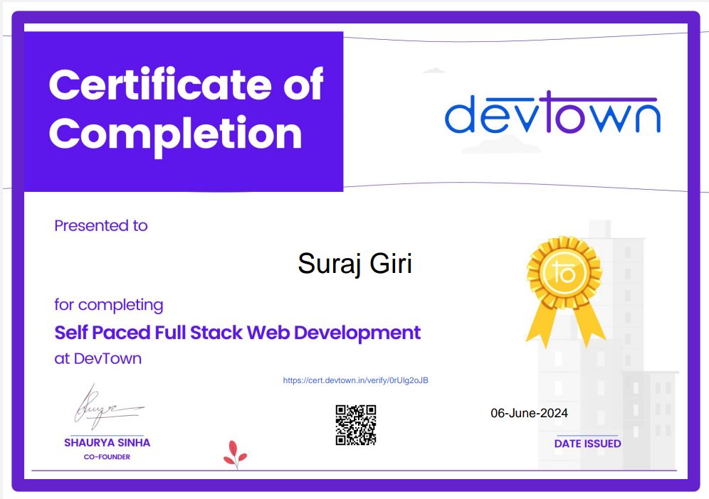 Suraj Giri on LinkedIn: #webdevcertified #webdevelopment #codenewbie Suraj Giri on LinkedIn: #webdevcertified #webdevelopment #codenewbie