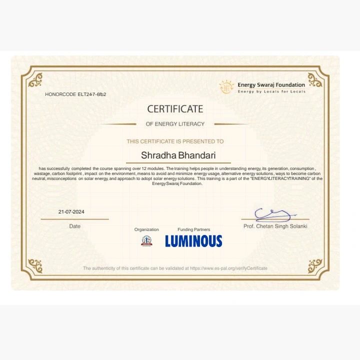 Shradha Bhandari on LinkedIn: #energyswaraj #sustainableenergy # ... Shradha Bhandari on LinkedIn: #energyswaraj #sustainableenergy # ...