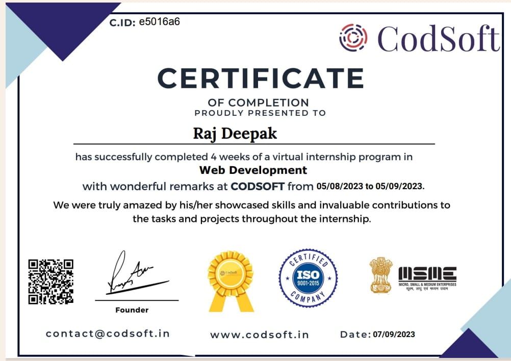 Raj Deepak on LinkedIn: #connections #codesoft #codesoft # ... Raj Deepak on LinkedIn: #connections #codesoft #codesoft # ...