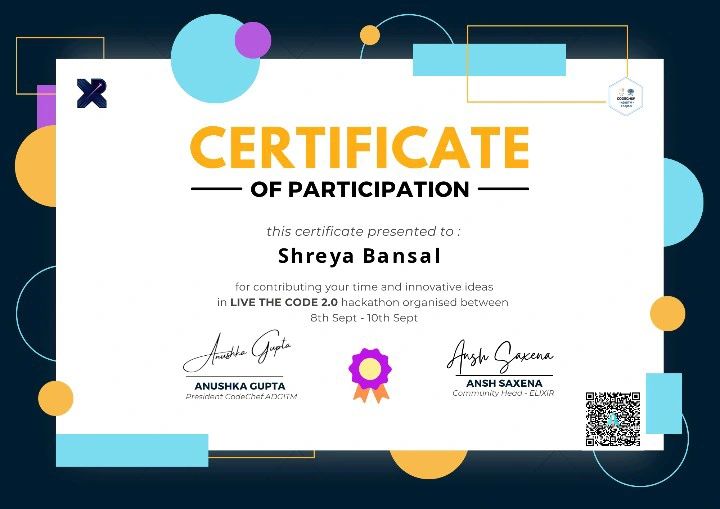 Shreya Bansal on LinkedIn: #certificate #codechef #hackathon Shreya Bansal on LinkedIn: #certificate #codechef #hackathon