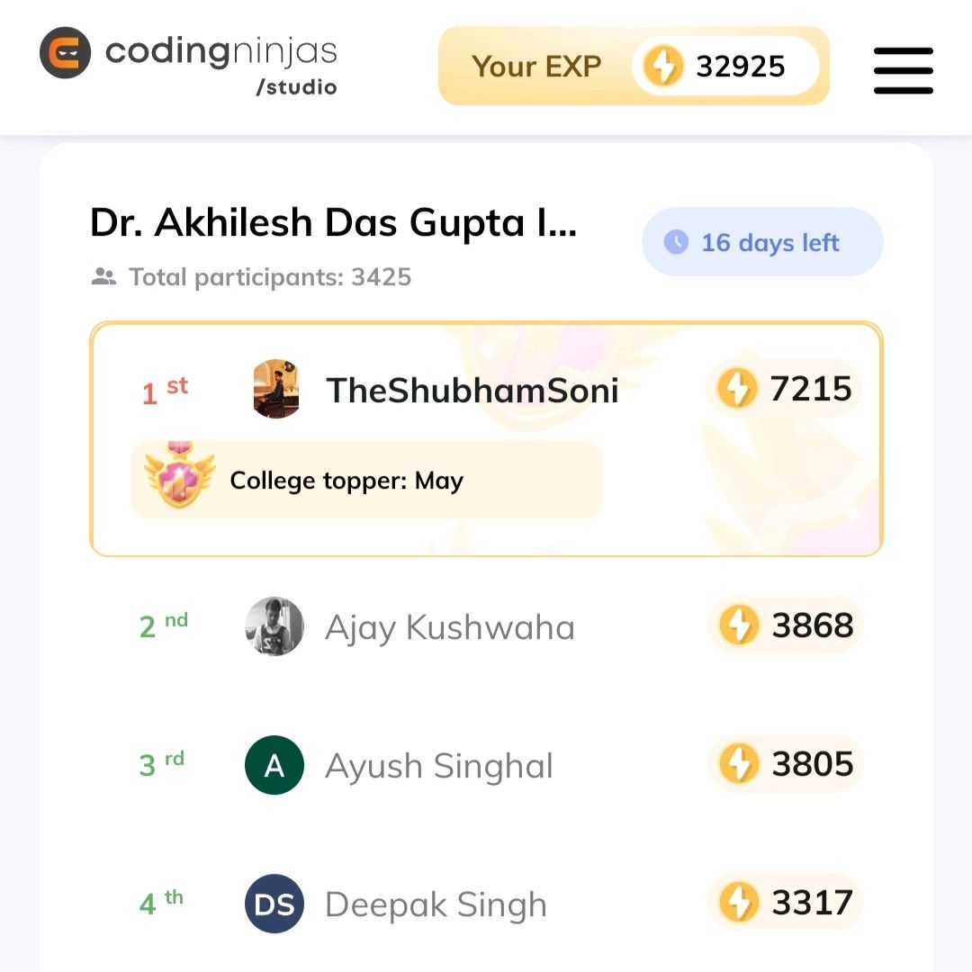 Shubham Soni on LinkedIn: #dsa #coding #dsacoding #codingninjas # ... Shubham Soni on LinkedIn: #dsa #coding #dsacoding #codingninjas # ...