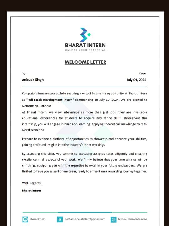 Anirudh Gautam on LinkedIn: #bharatintern #internship Anirudh Gautam on LinkedIn: #bharatintern #internship