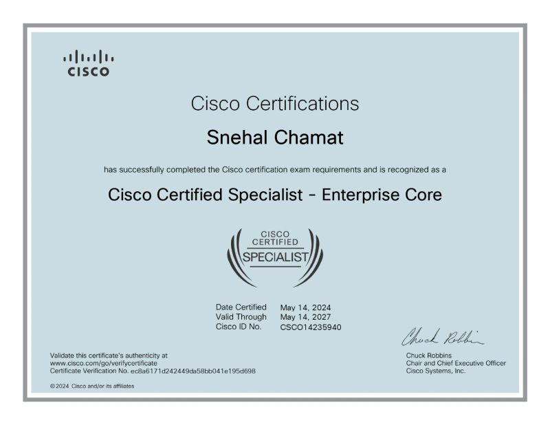 Snehal Chamat on LinkedIn: One step closer to become the CCIE Certified ... Snehal Chamat on LinkedIn: One step closer to become the CCIE Certified ...