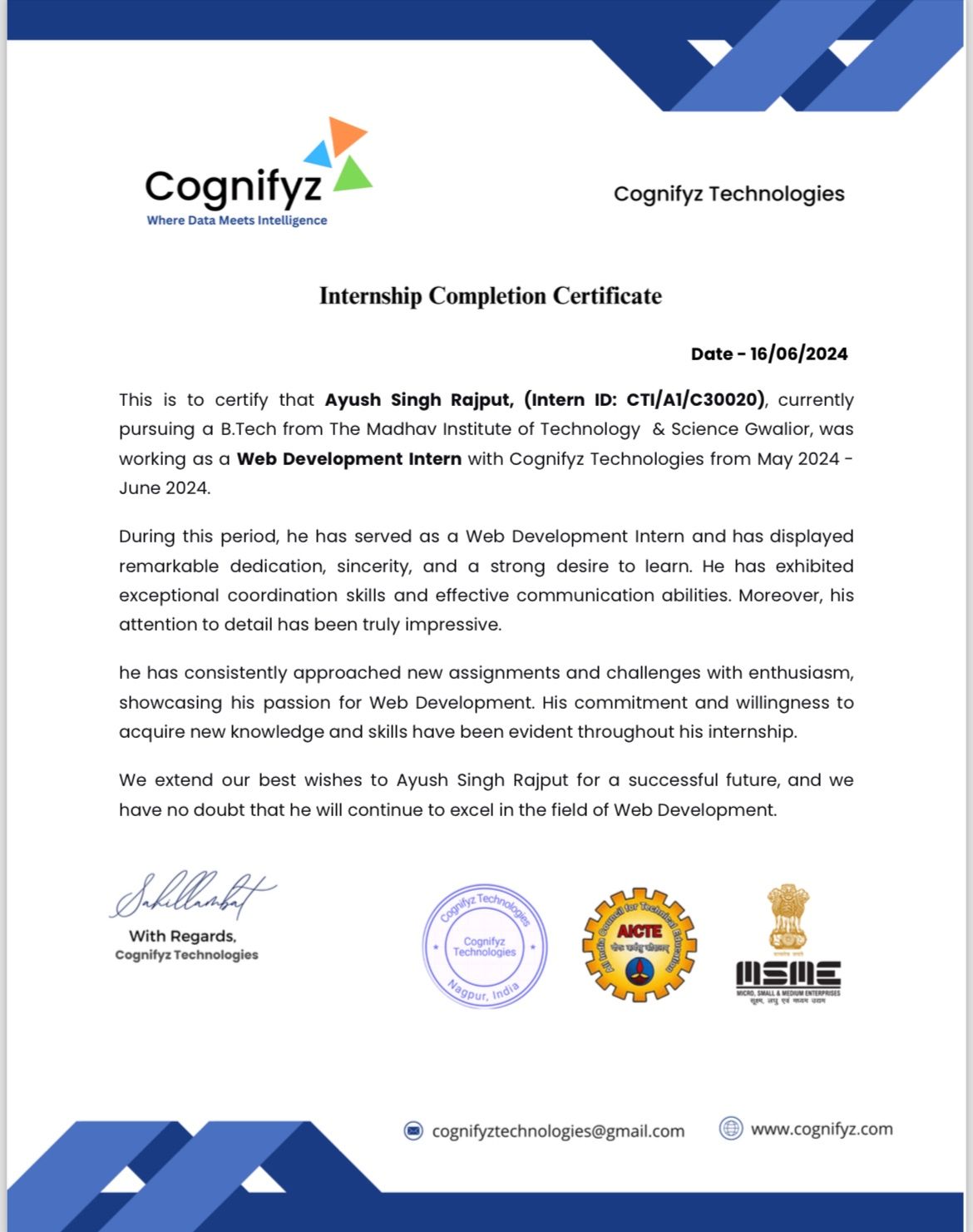 Ayush Singh Rajput posted on LinkedIn Ayush Singh Rajput posted on LinkedIn