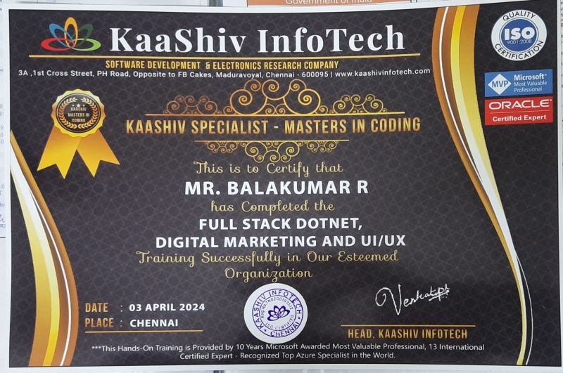 Bala Kumar on LinkedIn: I Successfully Complete My 6 Months Internship ... Bala Kumar on LinkedIn: I Successfully Complete My 6 Months Internship ...