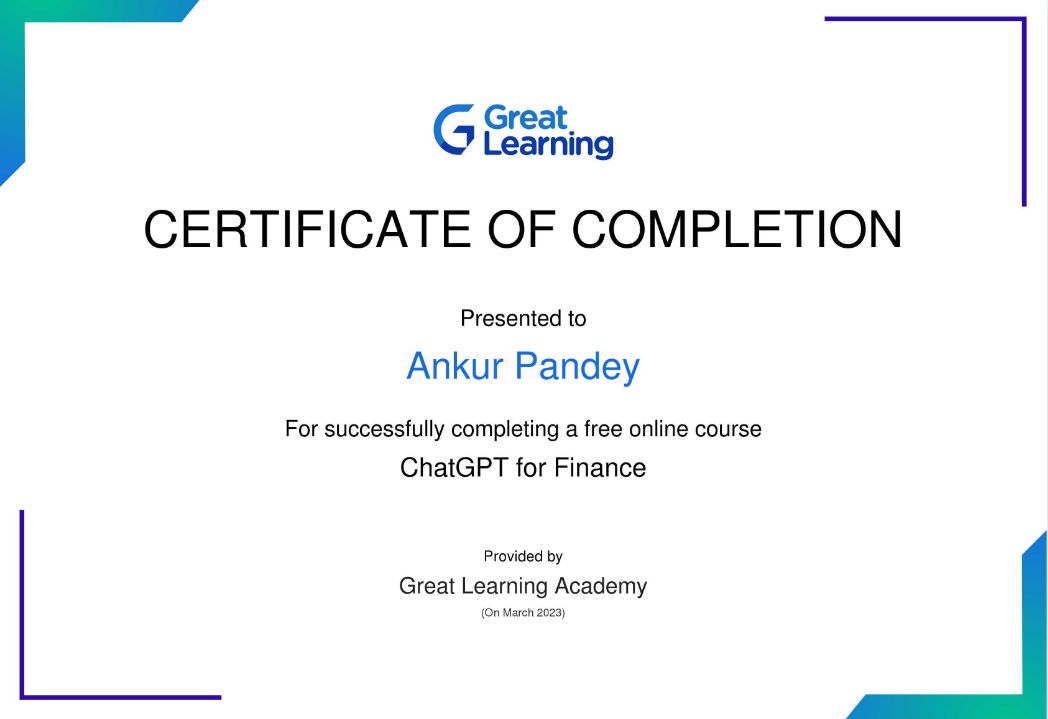 Ankur Pandey on LinkedIn: #certified #chatgpt #openai #finance Ankur Pandey on LinkedIn: #certified #chatgpt #openai #finance