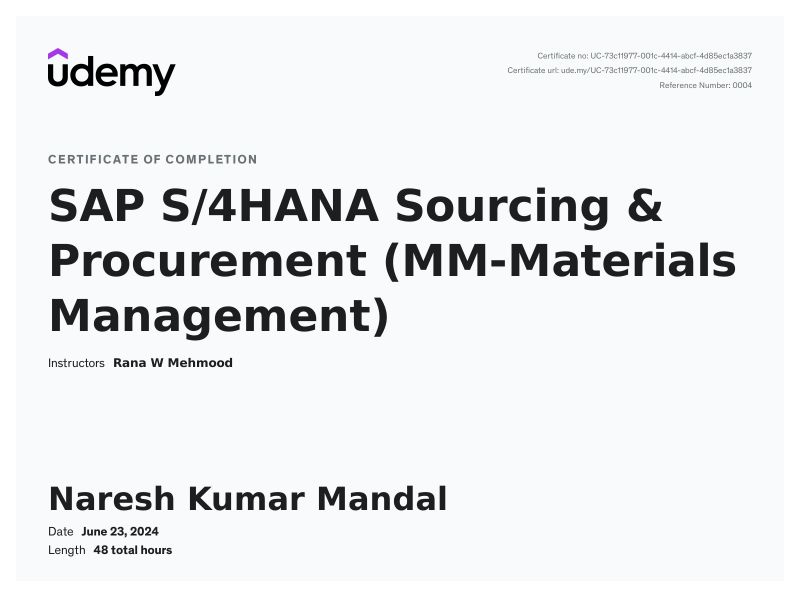 Naresh Kumar Mandal on LinkedIn: #sap #s4hana #udemy Naresh Kumar Mandal on LinkedIn: #sap #s4hana #udemy