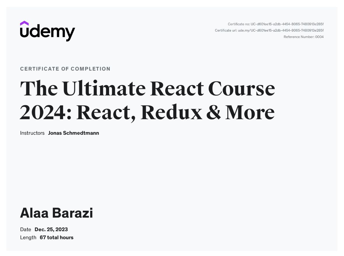 Alaa Barazi on LinkedIn: 🚀 Exciting News: Just Earned My React ... Alaa Barazi on LinkedIn: 🚀 Exciting News: Just Earned My React ...