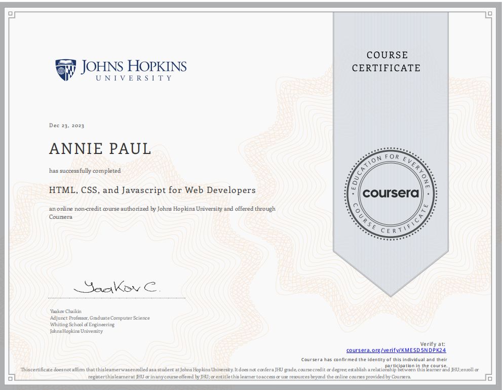 ANNIE PAUL on LinkedIn: #coursera #html #css #javascript # ... ANNIE PAUL on LinkedIn: #coursera #html #css #javascript # ...