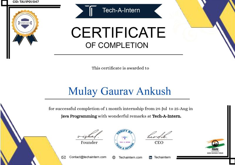 GAURAV MULAY on LinkedIn: #connections #javaprogramming #internship # ... GAURAV MULAY on LinkedIn: #connections #javaprogramming #internship # ...