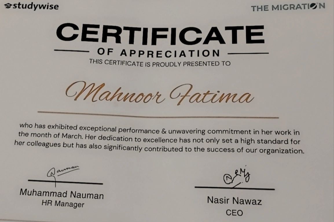 Mahnoor Fatima on LinkedIn: #themigration Mahnoor Fatima on LinkedIn: #themigration