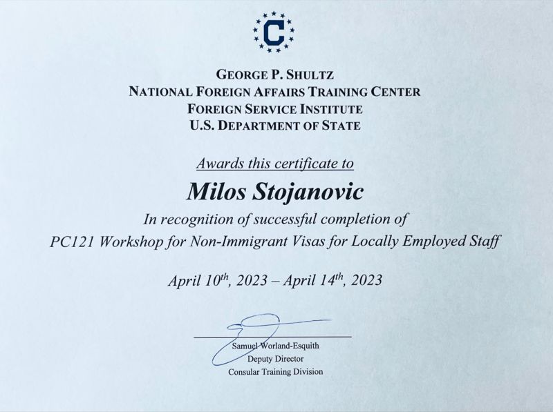 Miloš Stojanović on LinkedIn: Foreign Service Institute 📍Washington, DC Miloš Stojanović on LinkedIn: Foreign Service Institute 📍Washington, DC