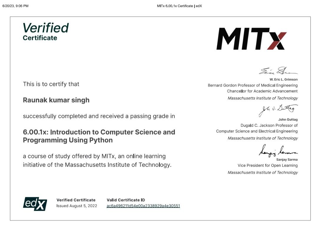 Raunak Kumar Singh on LinkedIn: #edx #massachusetts #python # ... Raunak Kumar Singh on LinkedIn: #edx #massachusetts #python # ...