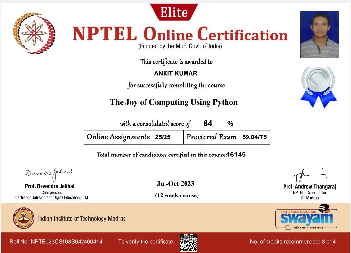 ANKIT KUMAR on LinkedIn: #python #nptel #codingjourney #computerscience ANKIT KUMAR on LinkedIn: #python #nptel #codingjourney #computerscience